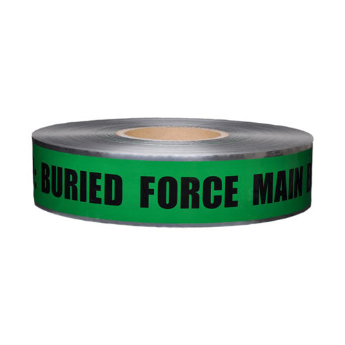Detectable Warning Tape, Green - Buried Force Main, 2" x 1000 ...