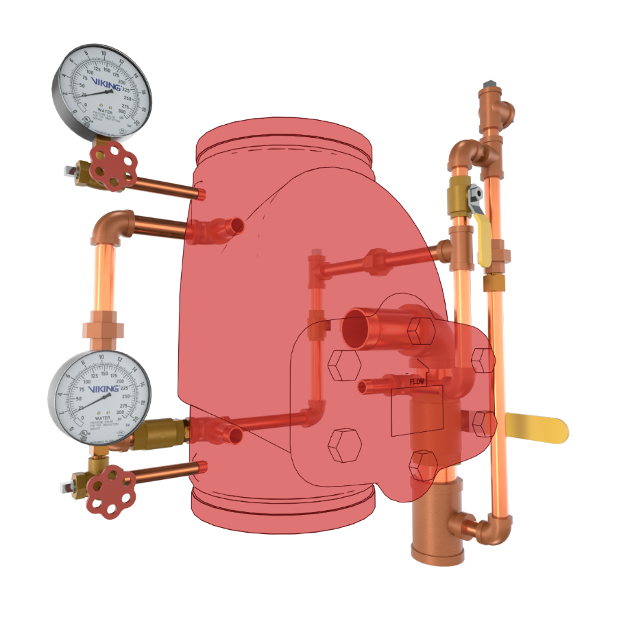 Viking® 11431 Model J-1 Alarm Check Valve, Vertical,Trim Only, Brass ...